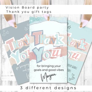 Thank You Gift Tags for Vision Board Parties Editable Digital Download ...