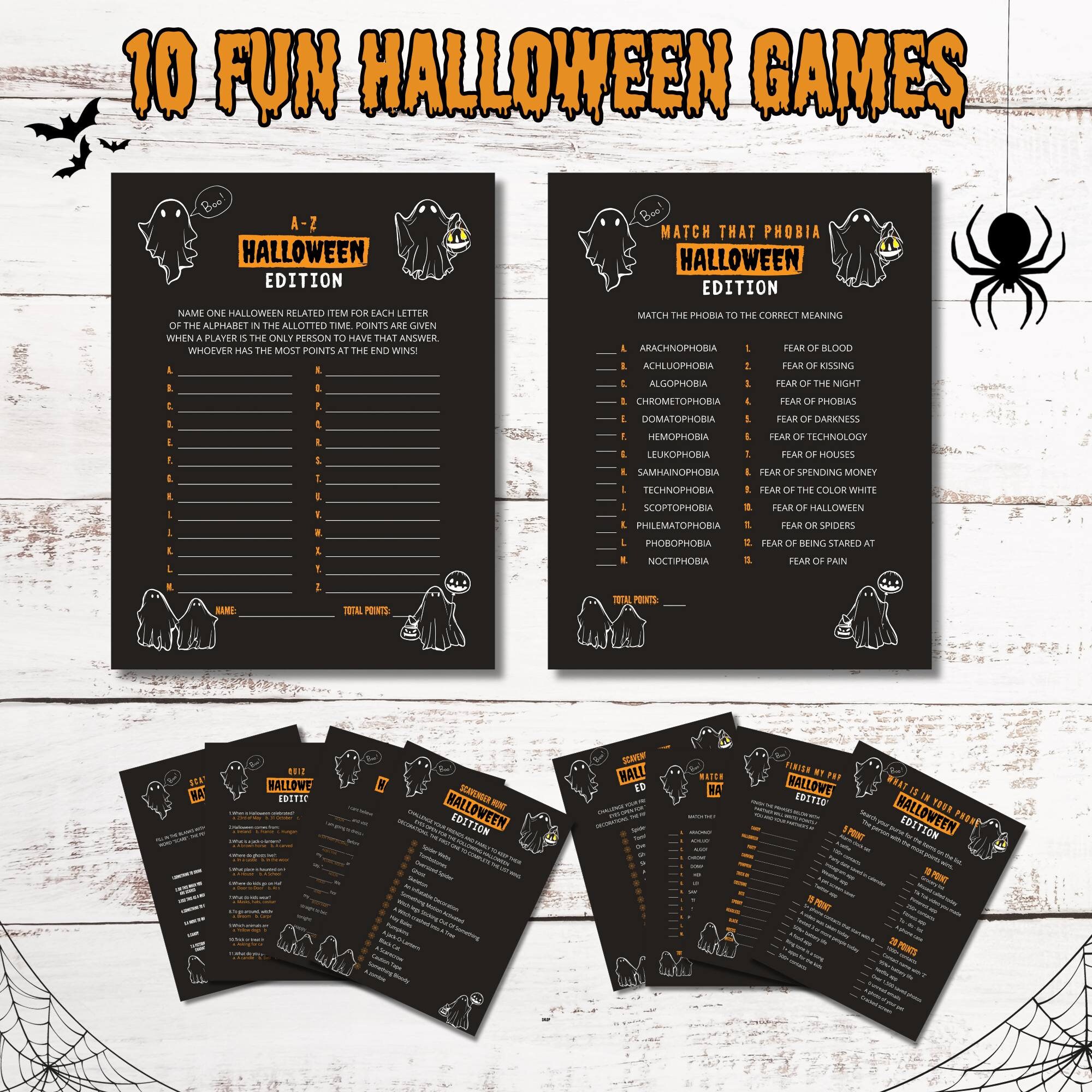 Halloween Game Bundle, Printable Halloween Games for Kids and Adults ...