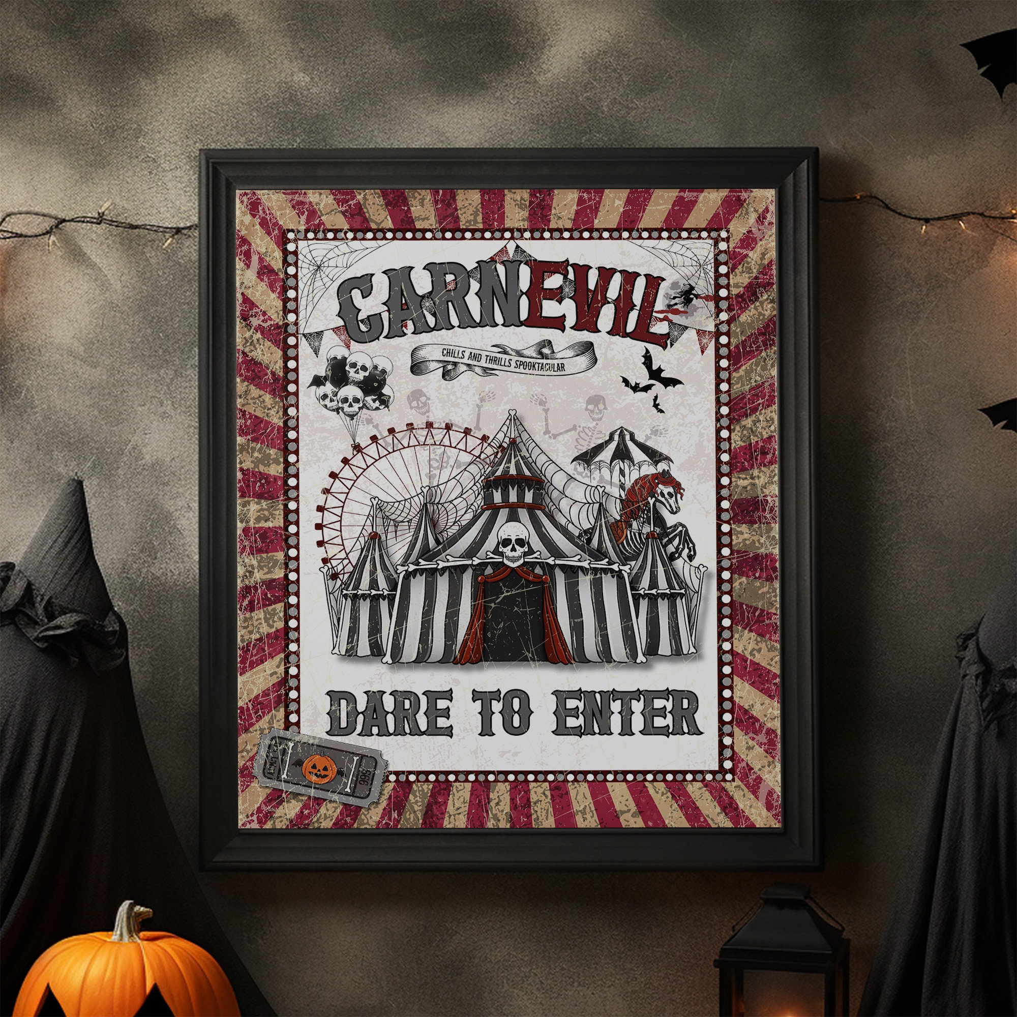 Halloween Carnevil Welcome Sign Template: Vintage Gothic Party Decor ...