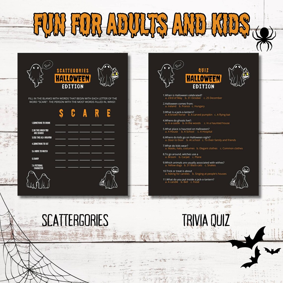 Halloween Game Bundle, Printable Halloween Games for Kids and Adults ...