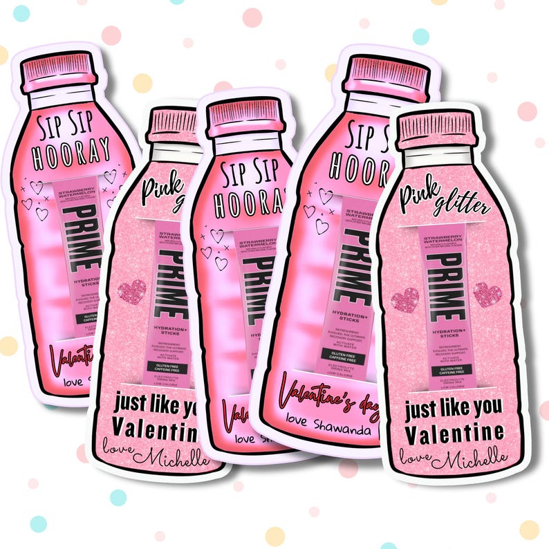 Prime Hydration Valentine Cards: Pink Glitter, Customizable (digital ...