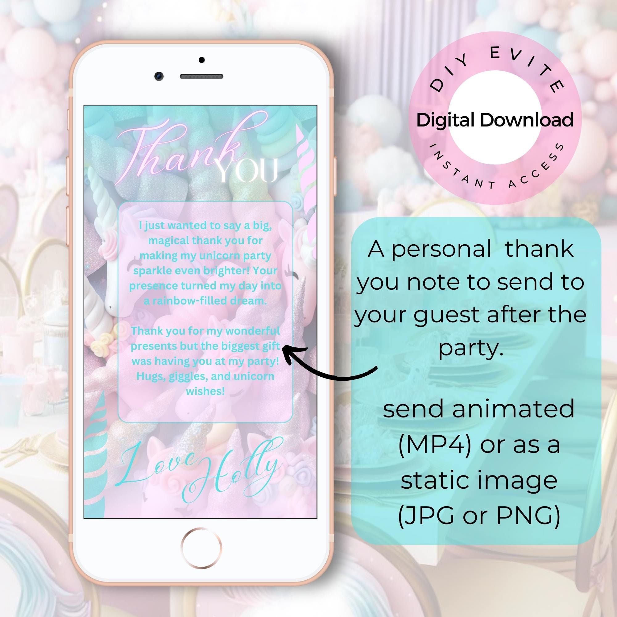 Editable Unicorn Birthday Evite: Photo Invitation (digital Download) - Etsy