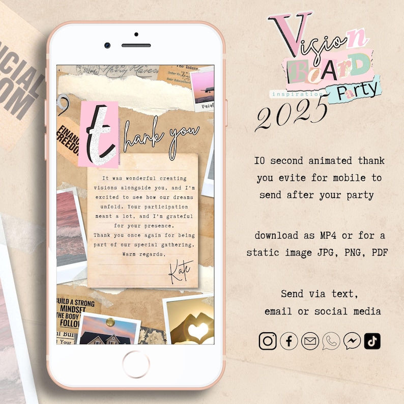 Animated Vision Board Party Evite: Editable Canva Template (digital ...