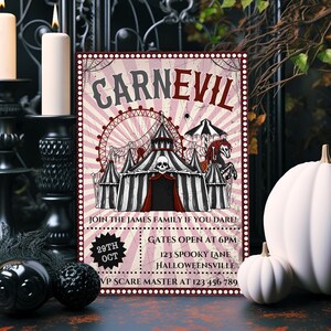 Gothic Halloween Carnival Invitation Template: Editable Printable ...