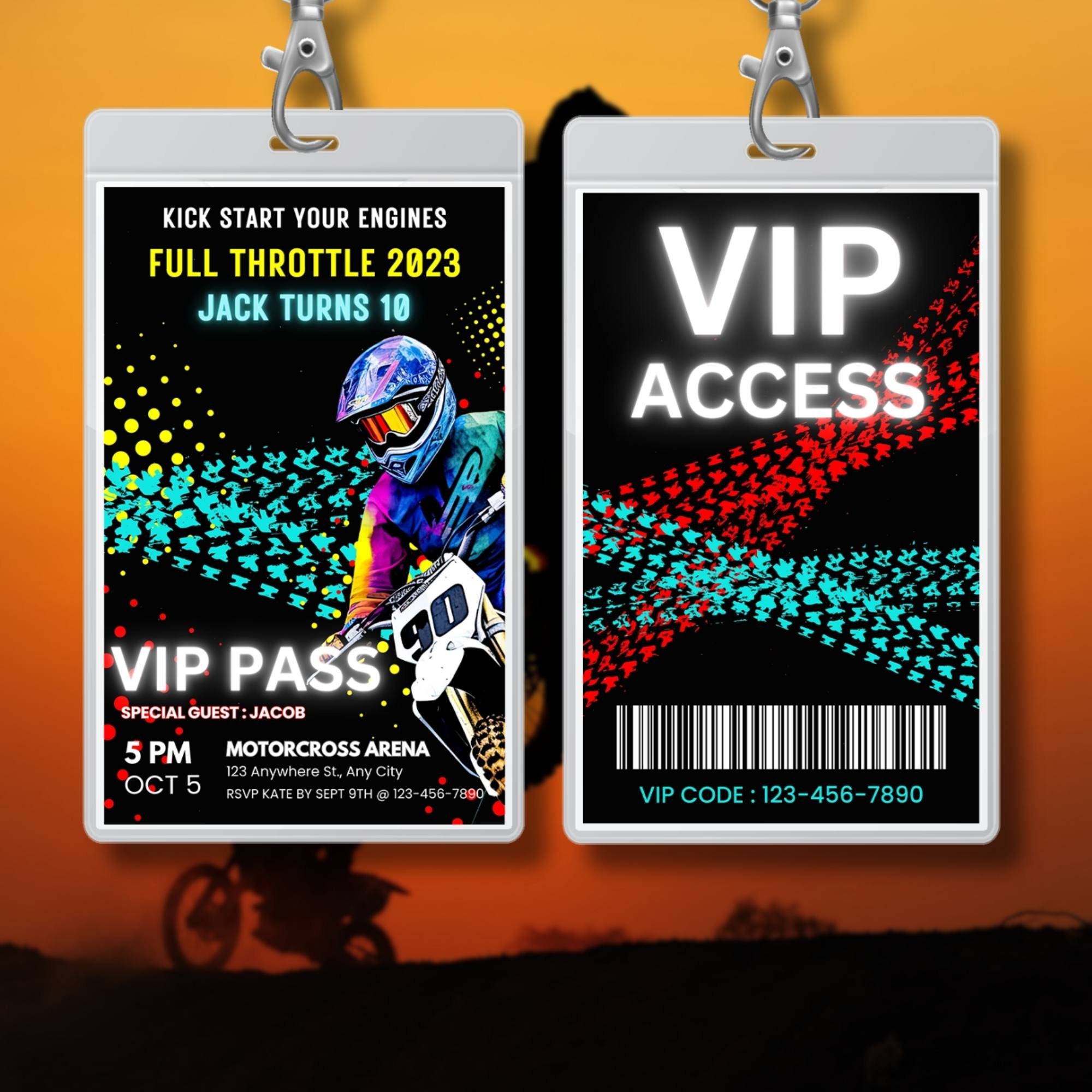 Motocross Birthday VIP Pass Invitation: Dirt Bike BMX Theme (canva ...