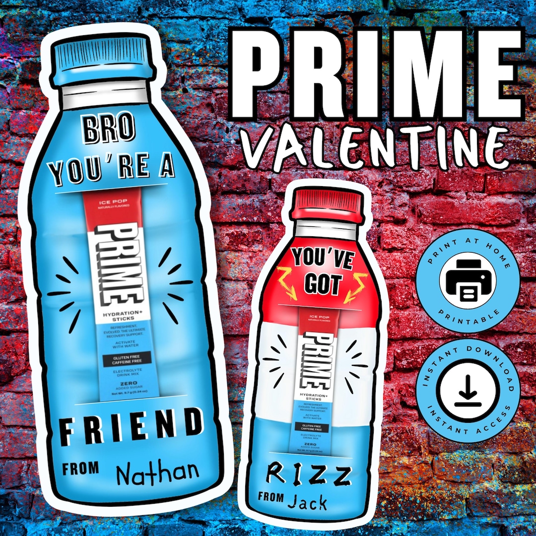 Prime Hydration Valentine Cards: Fun Kids' Digital Download (canva ...
