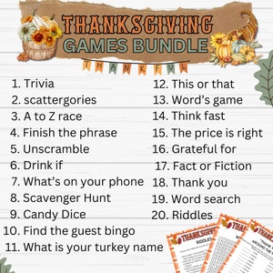 Fall 20 Game MEGA BUNDLE, Thanksgiving Games Bundle, Thanksgiving ...