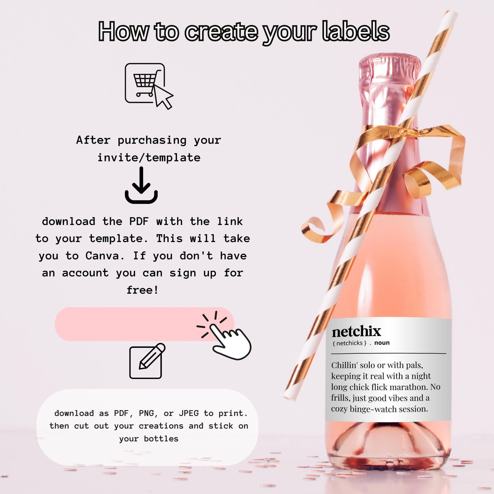 Funny Dictionary Definition Mini Wine Bottle Labels - Galentine's Day ...