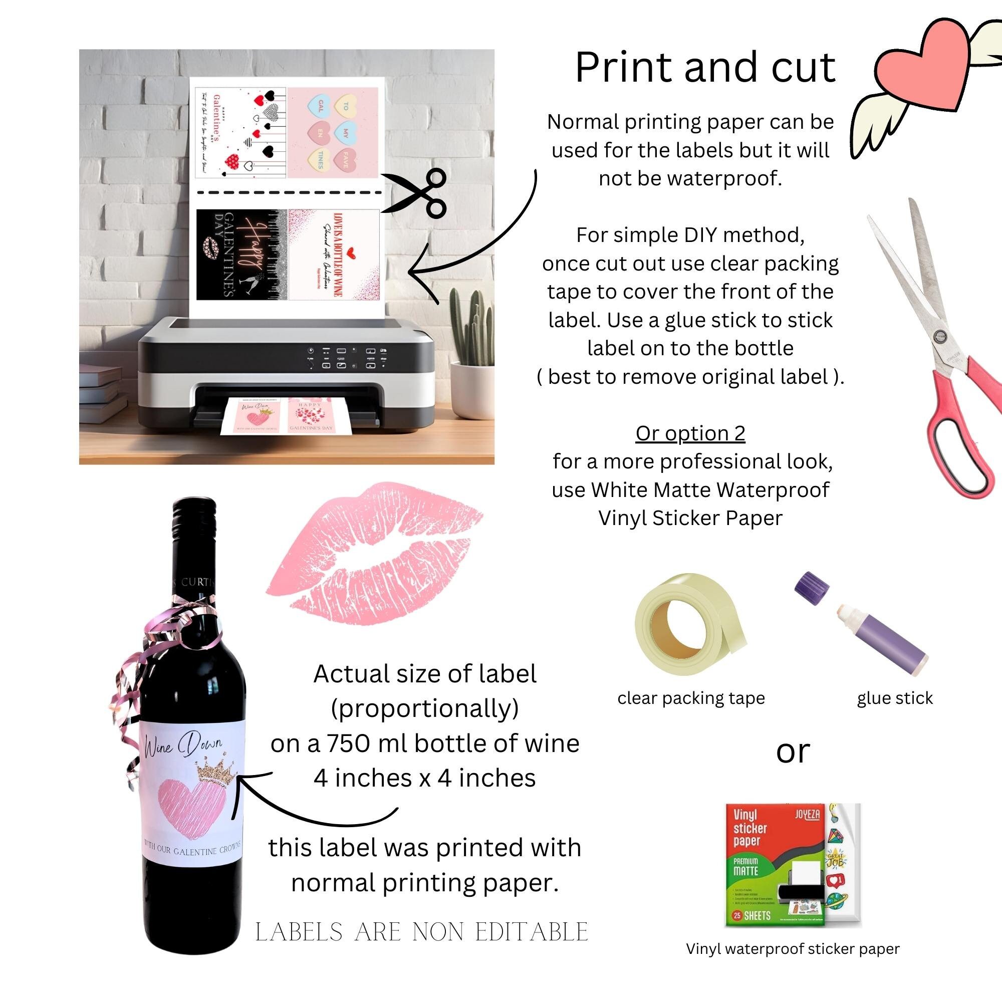 Printable Galentine's Wine Bottle Labels, Instant Download DIY Labels ...