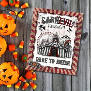 Halloween Carnevil Welcome Sign Template: Vintage Gothic Party Decor ...