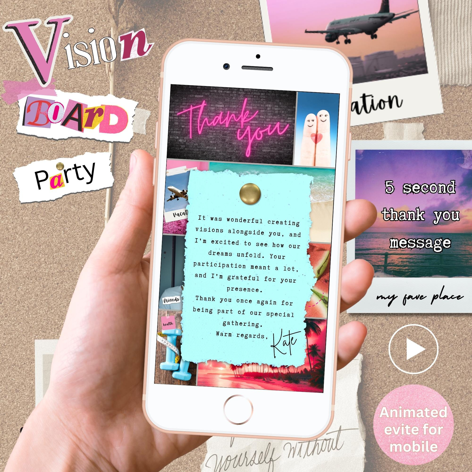 Editable Vision Board Party Invitation, Animated Evite 2024 Party ...