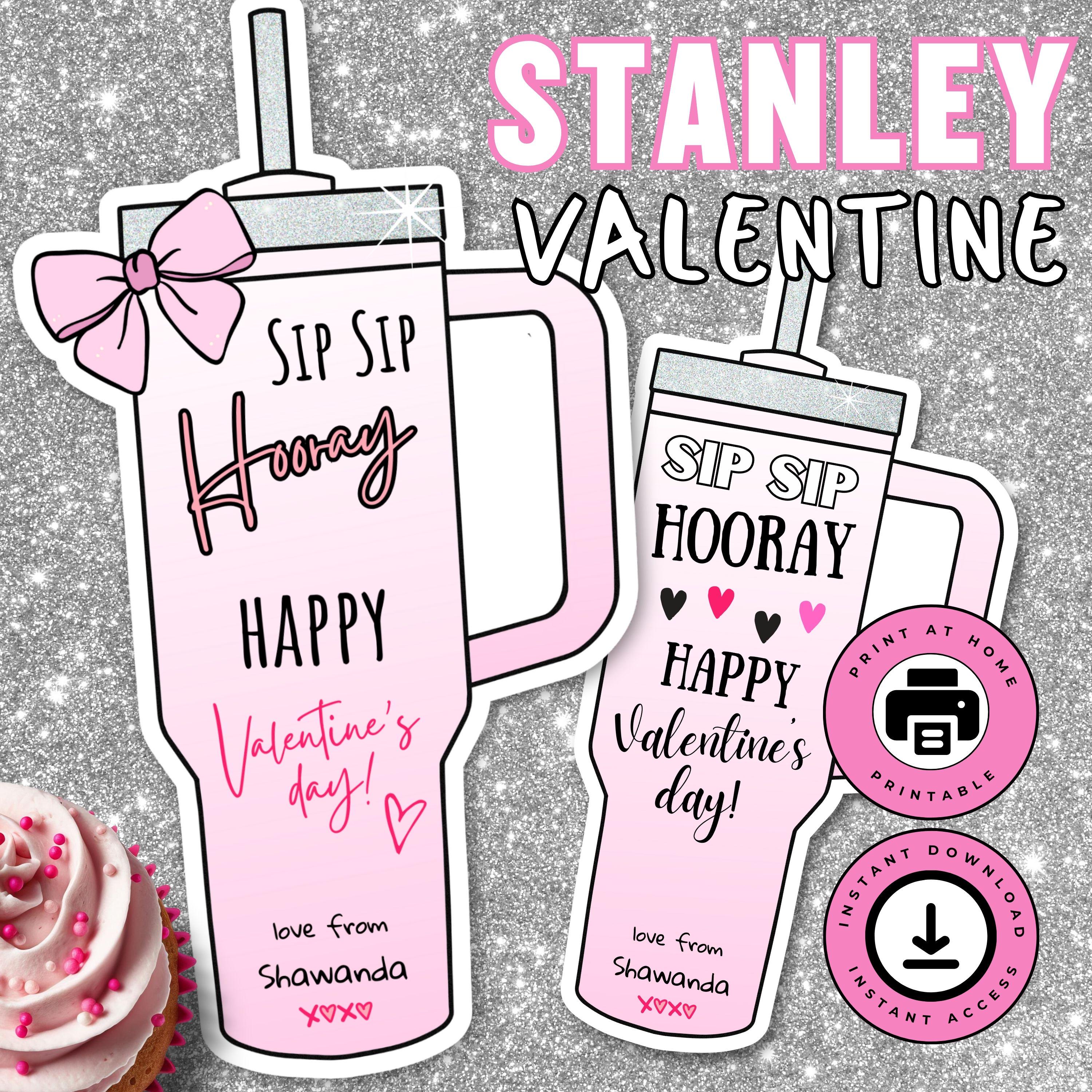Stanley Cup Valentine Notes: Pink Bow Classroom Cards (digital Download ...