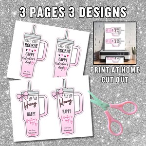 Stanley Cup Valentine Notes: Pink Bow Classroom Cards (digital Download ...