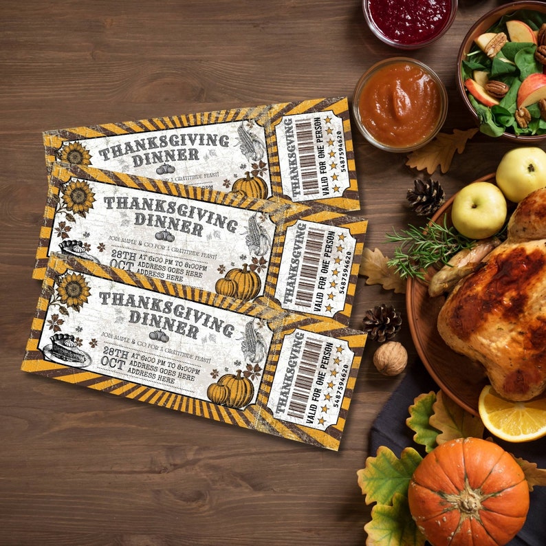 Circus Thanksgiving Dinner Ticket Invitation, Editable Canva (digital ...