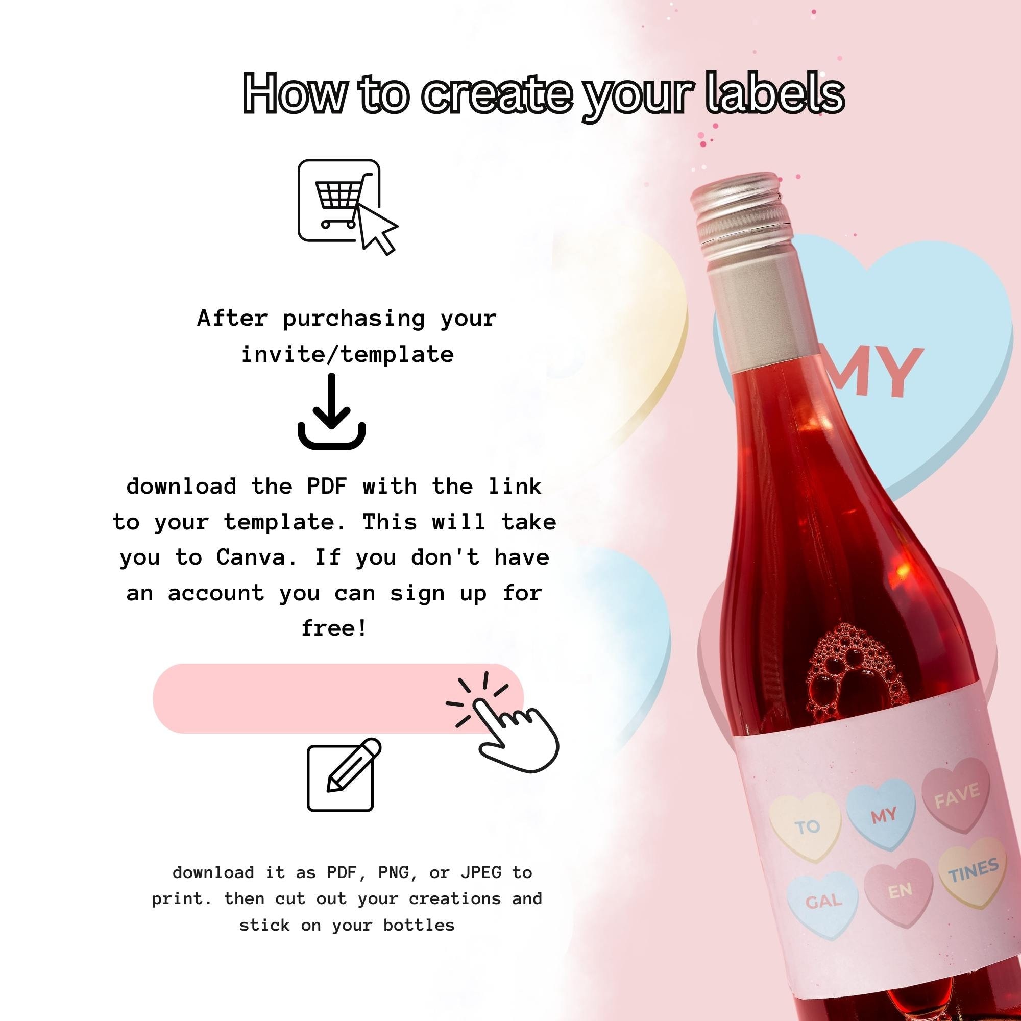 Printable Galentine's Wine Bottle Labels, Instant Download DIY Labels ...