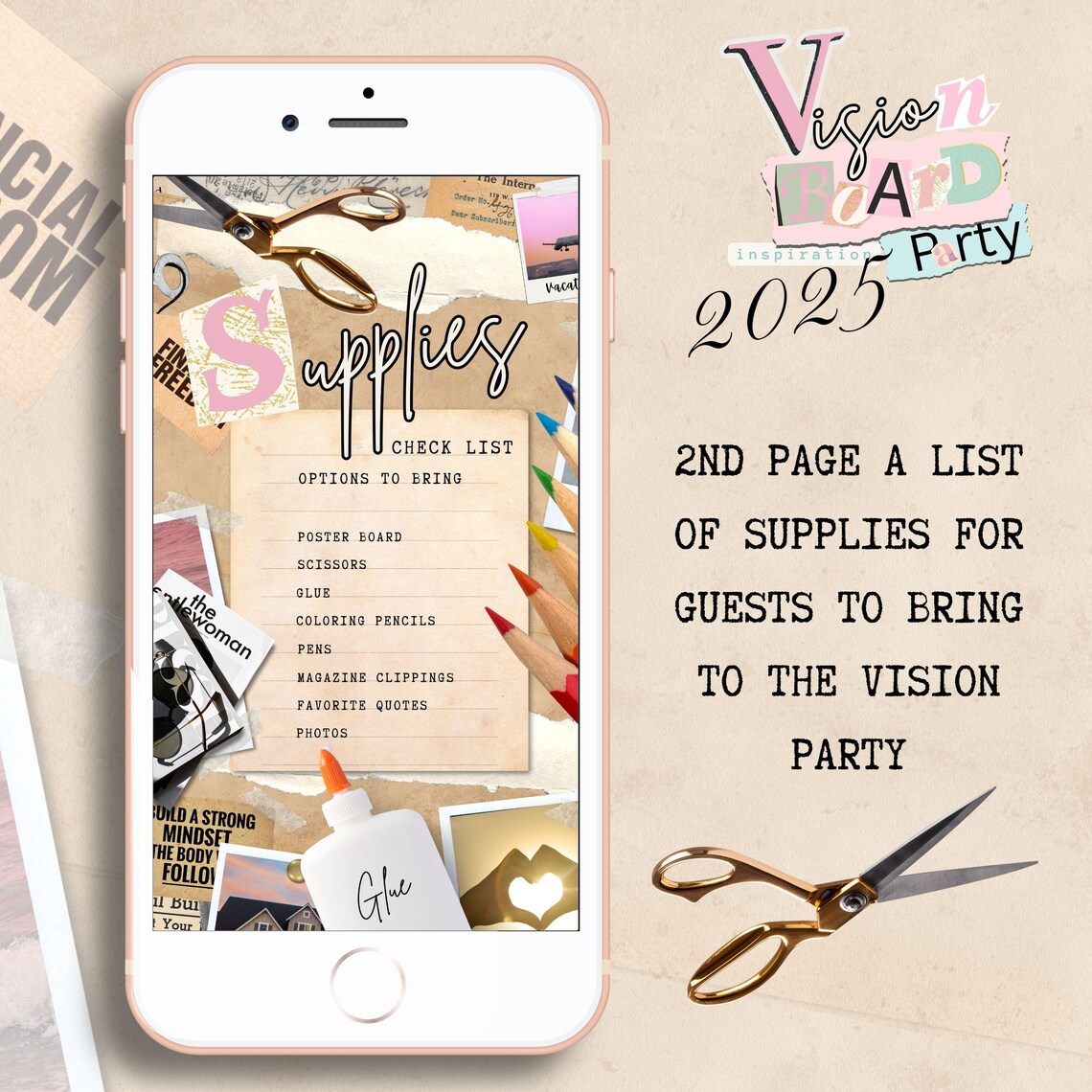 Animated Vision Board Party Evite: Editable Canva Template (digital ...
