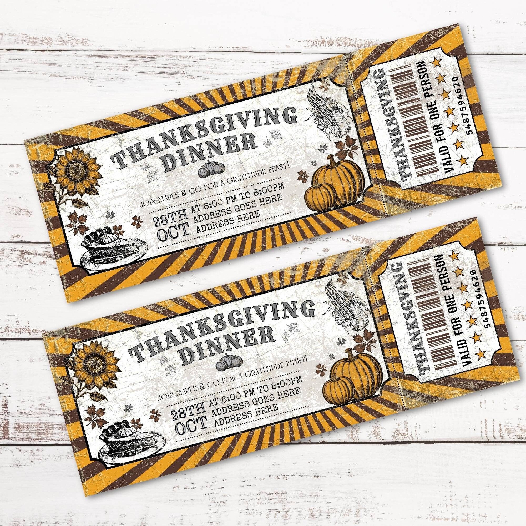 Circus Thanksgiving Dinner Ticket Invitation, Editable Canva (digital ...