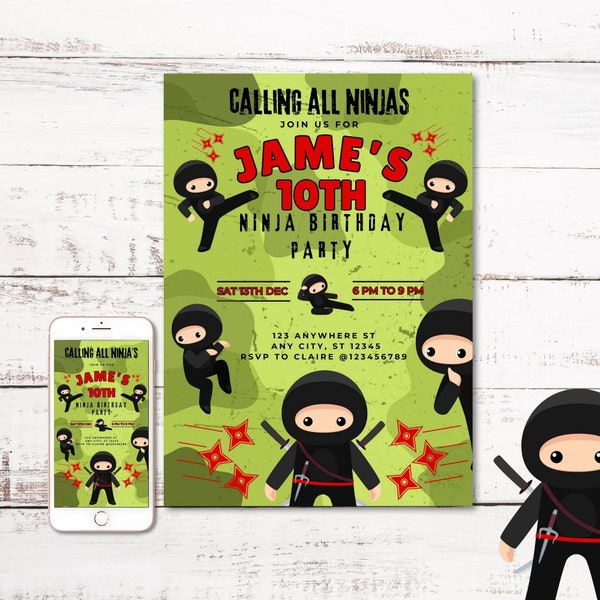 Ninja Invitation - Etsy