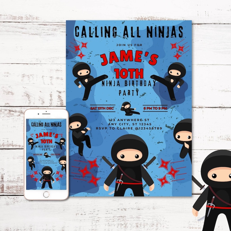 Ninja Invitation - Etsy