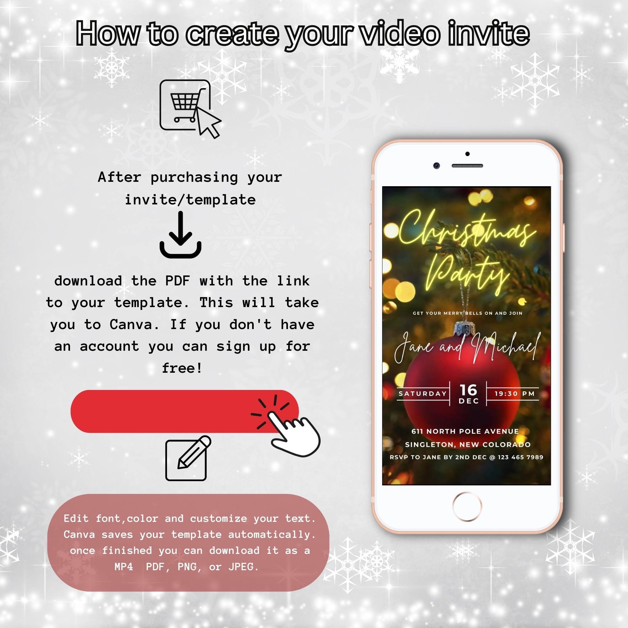 Editable Animated Christmas Party Invite Complete With MUSIC, DIY ...