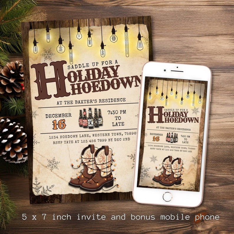 EDITABLE Christmas Hoedown Invitation Country Christmas - Etsy