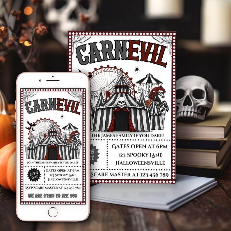 Halloween Carnevil Invitation Template: Printable & Mobile Invite ...