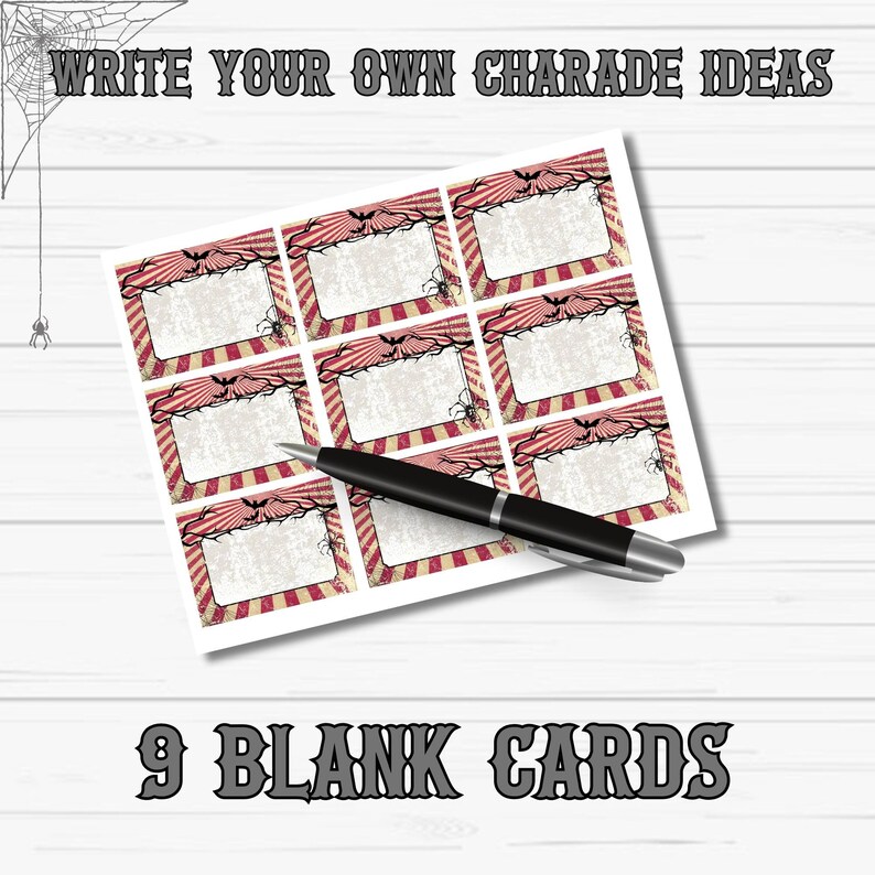 Halloween Charades Game: Carnevil Theme, 54 Printable Cards (PDF) - Etsy