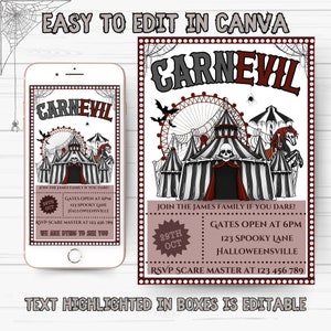 Halloween Carnevil Invitation Template: Printable & Mobile Invite ...