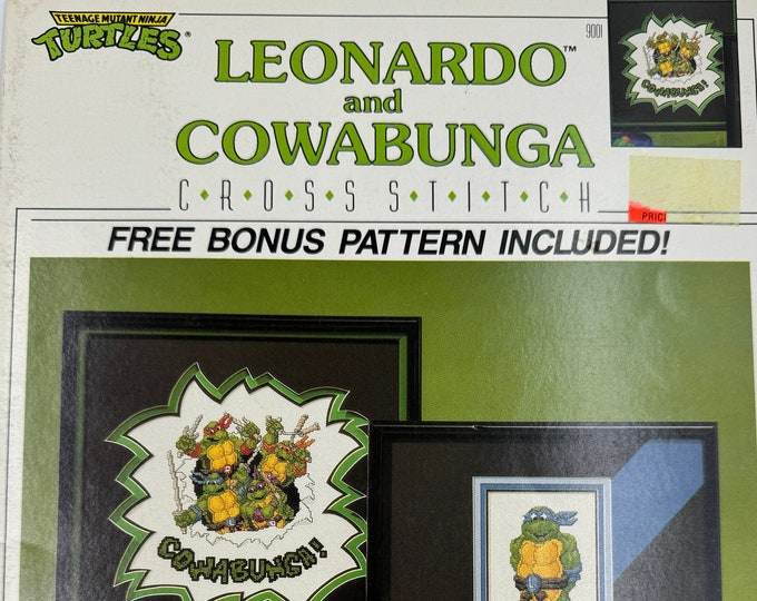 1990 TMNT LEONARDO and COWABUNGA Cross-stitch Pattern, Great Retro ...