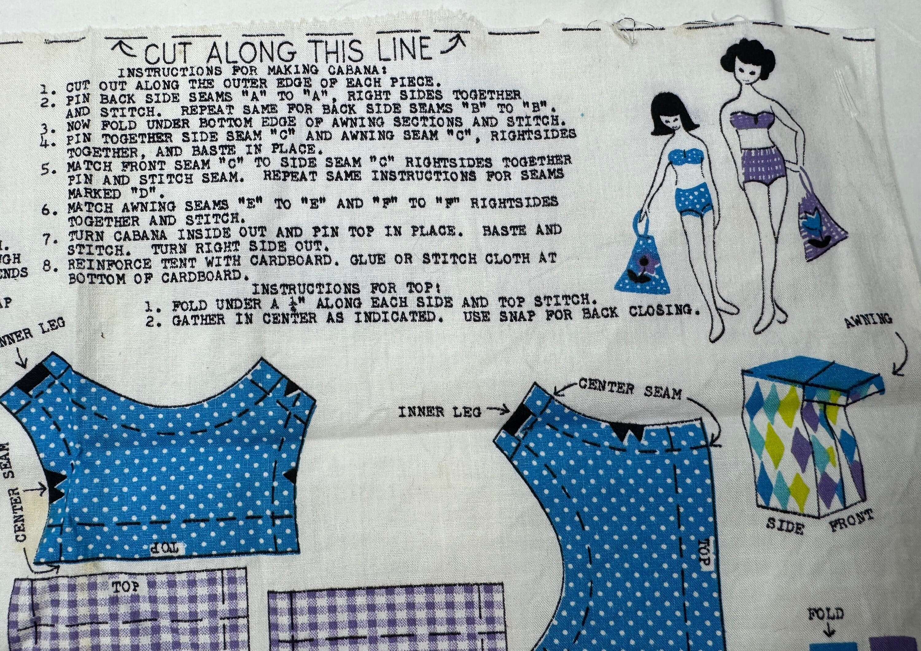 1960s BEACH CABANA and SWIMWEAR for Barbie-type Fashion Dolls Cut and ...