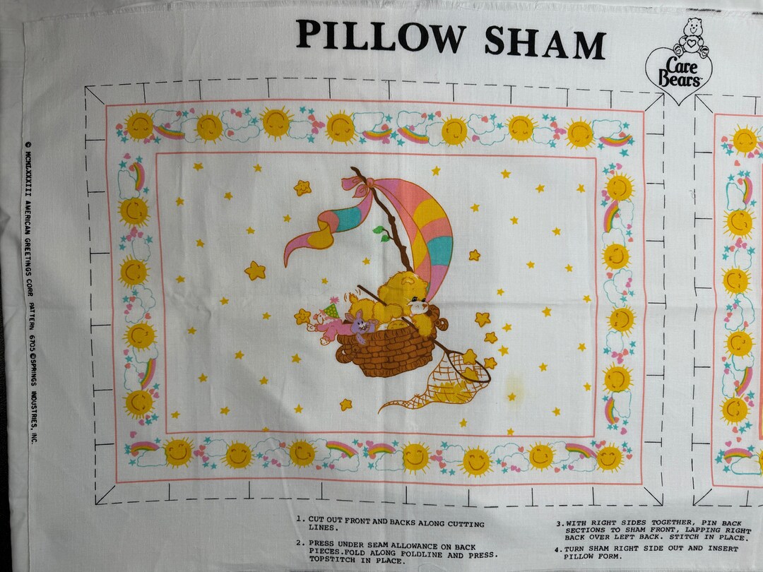 1980s CARE BEARS Pillow Sham Cut and Sew Panel, Uncut and Beautiful ...
