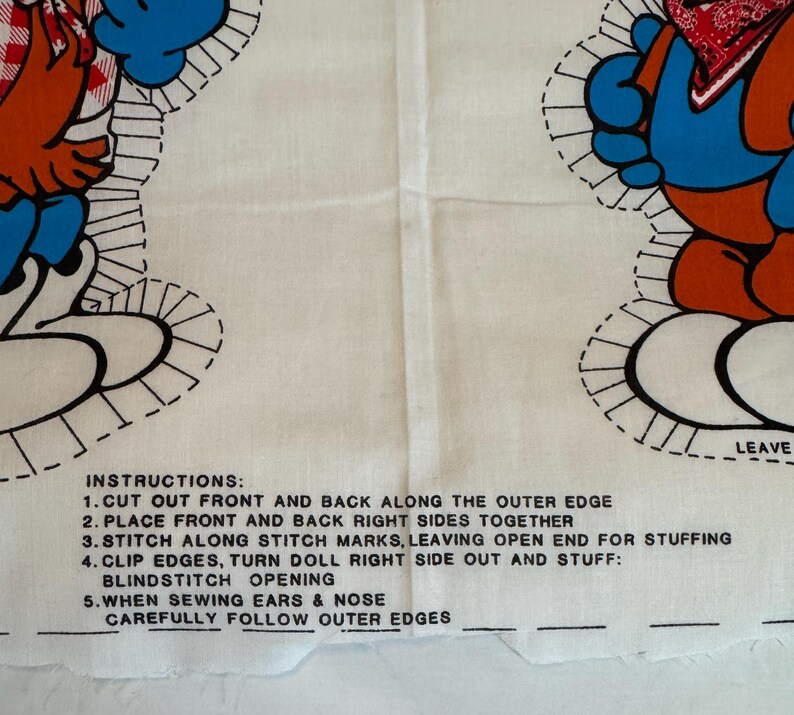 1982 WESTERN SMURF and SMURFETTE Cut and Sew Fabric Panel, Mint ...