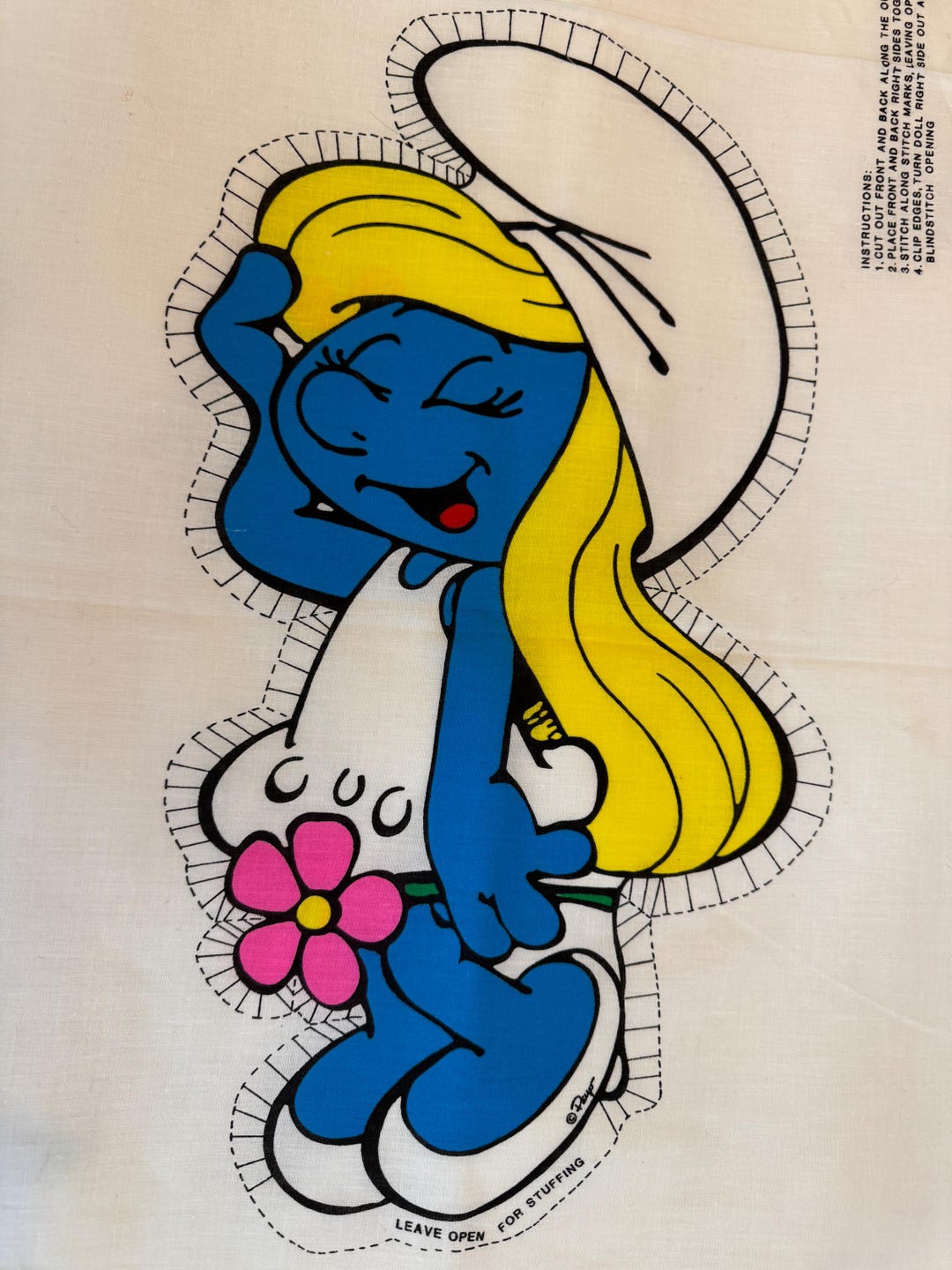 1982 SMURFETTE Cut and Sew Fabric Panel, Mint Condition! - Etsy
