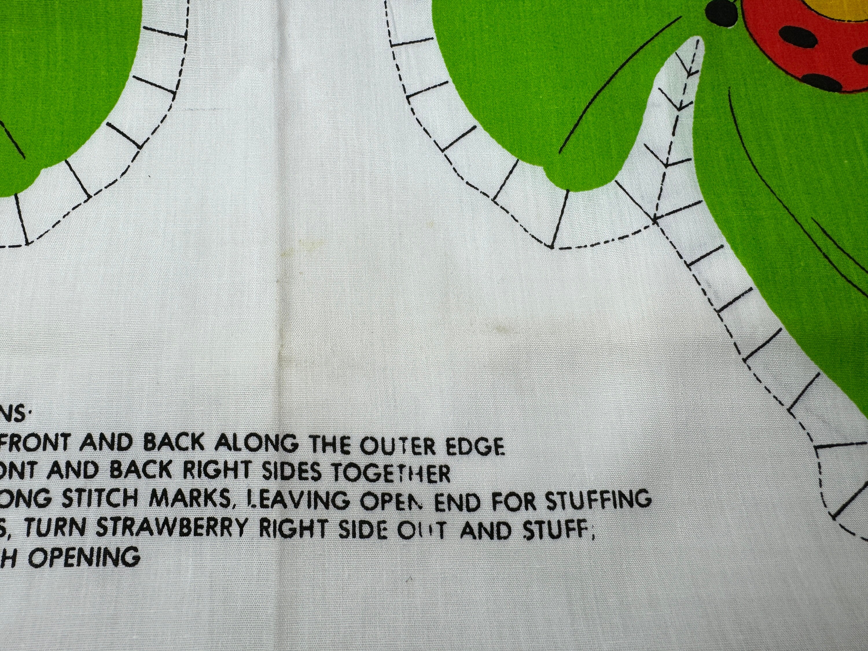 Vintage 80s STRAWBERRY SHORTCAKE Large Strawberry and Ladybug Cut & Sew ...