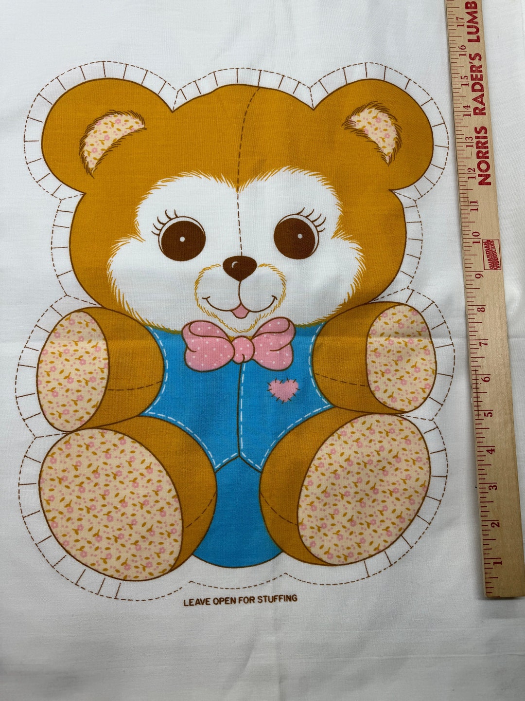 Vintage Springs Mills #7641 TEDDY BEAR Cut and Sew Fabric Panel Stuffed ...
