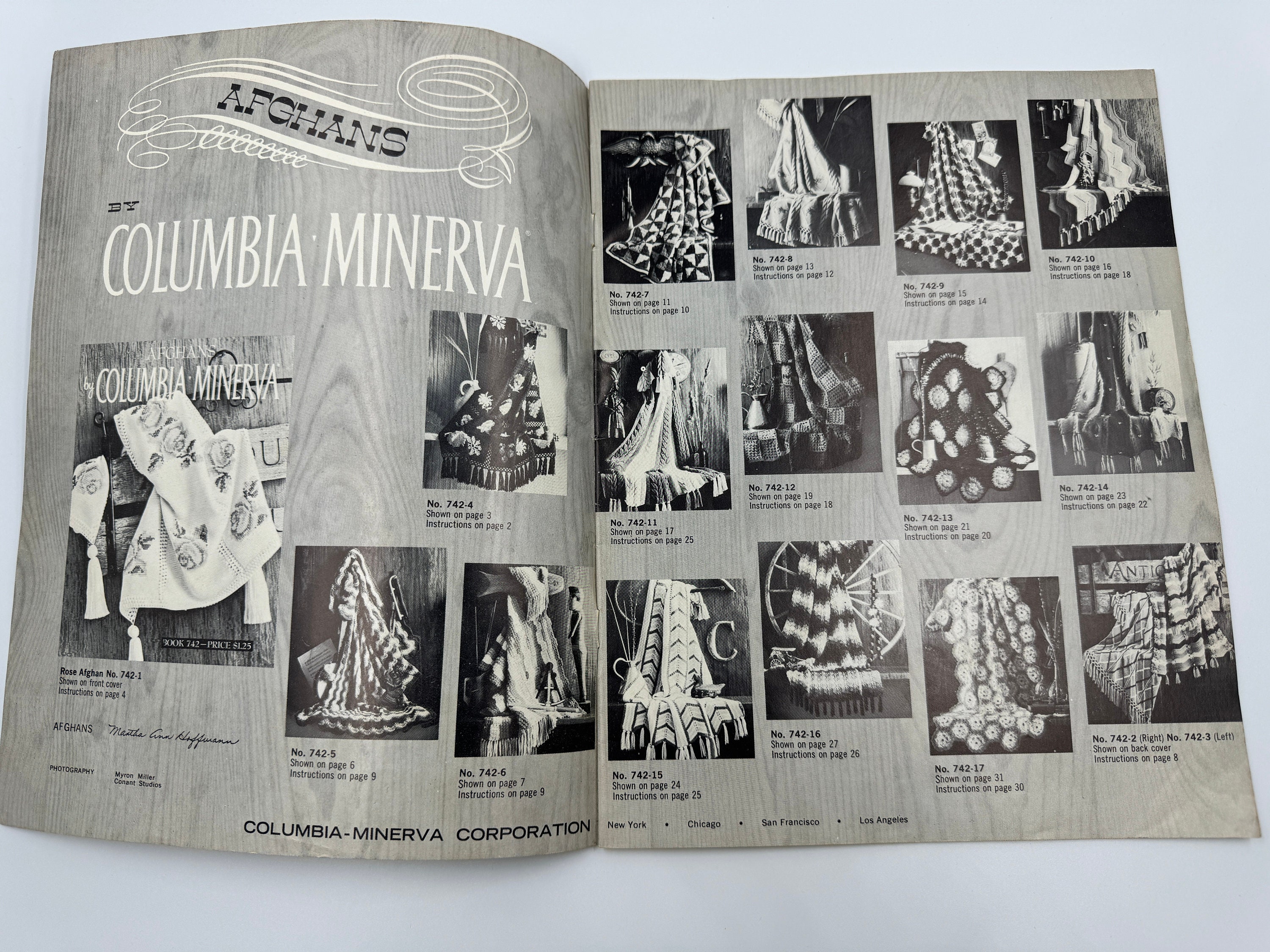 1960 COLUMBIA MINERVA AFGHANS Vol. 742, Both Knit and Crochet Patterns ...