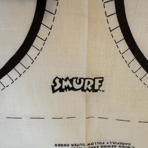1982 SMURFS Cut and Sew Fabric Panel, Mint Condition! *please See ...