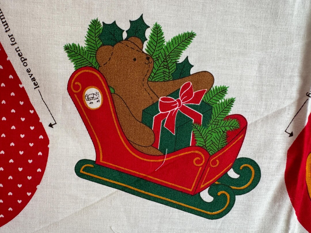 1980s SLEIGH WITH TEDDY and Package, Cranston V.I.P. Screen Print ...
