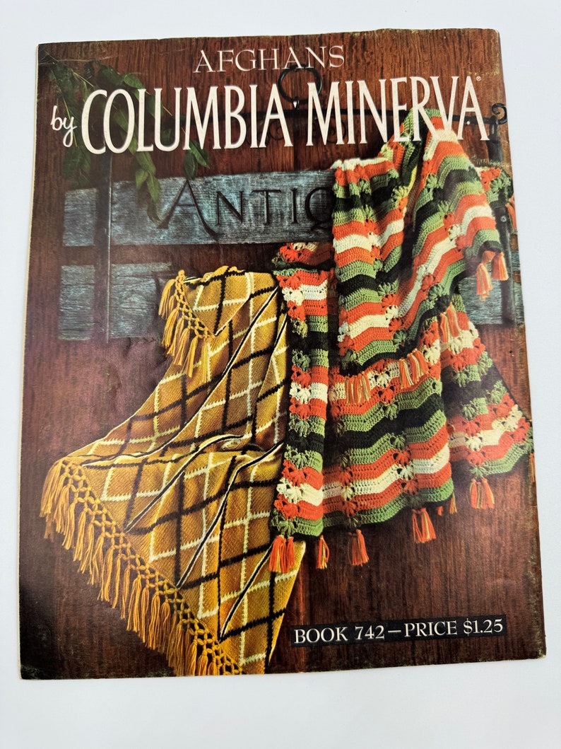 1960 COLUMBIA MINERVA AFGHANS Vol. 742, Both Knit and Crochet Patterns ...