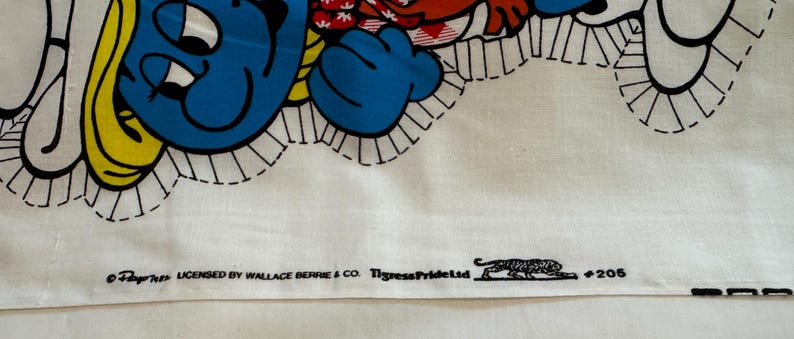 1982 WESTERN SMURF and SMURFETTE Cut and Sew Fabric Panel, Mint ...