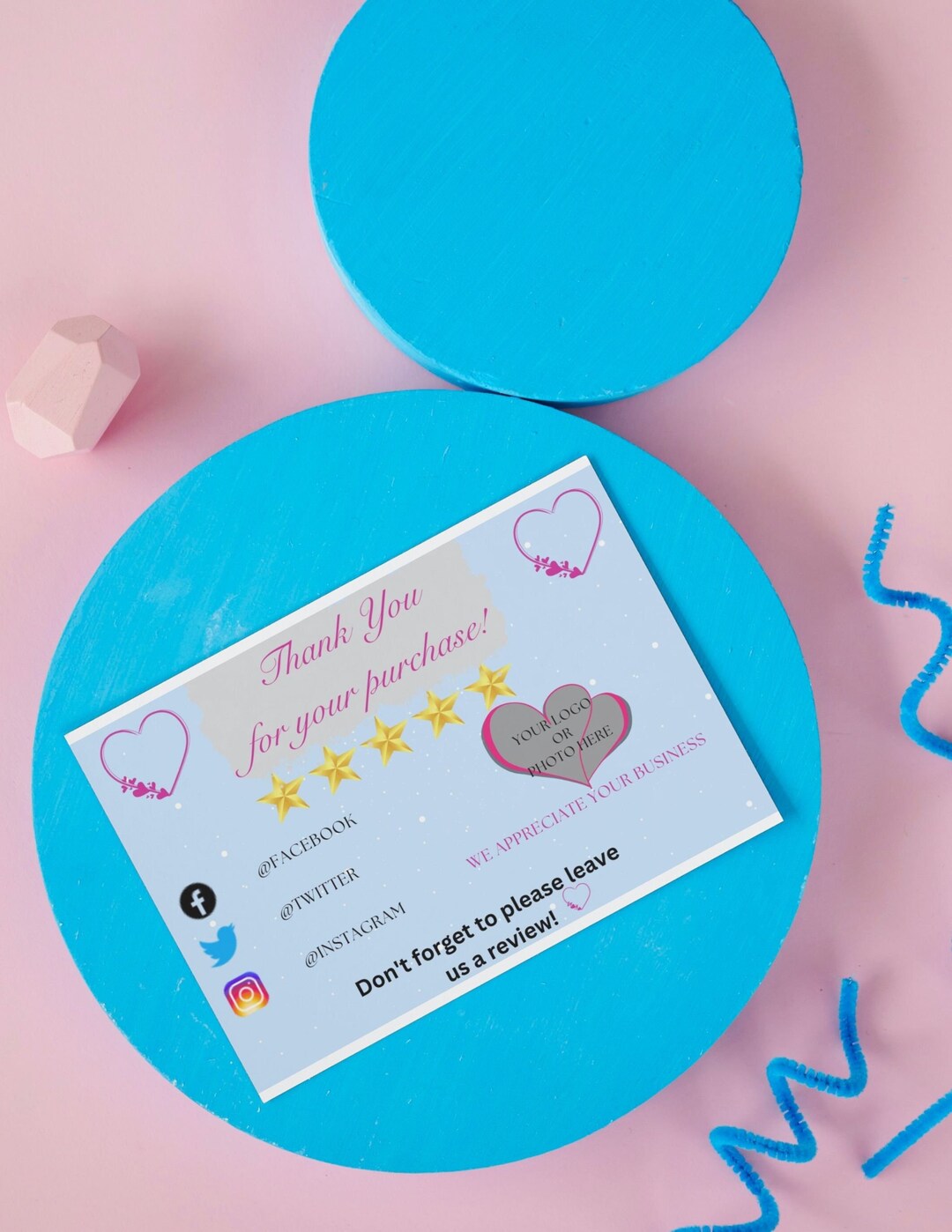 Digital and Printable Thank You Cards Heart Designs Editable - Etsy