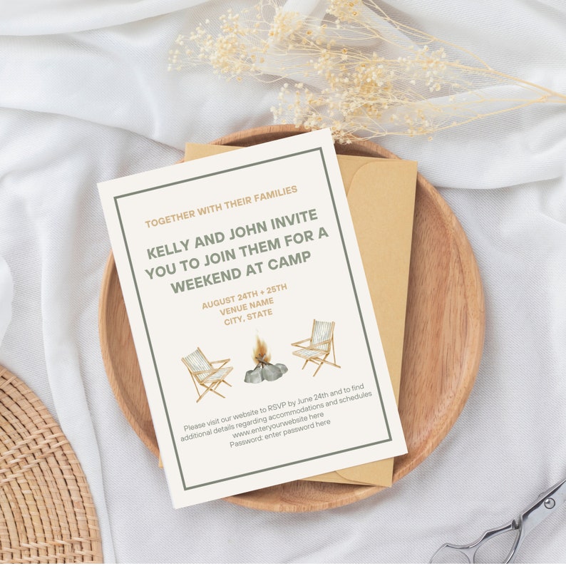 Summer Camp Wedding Invitation - Etsy