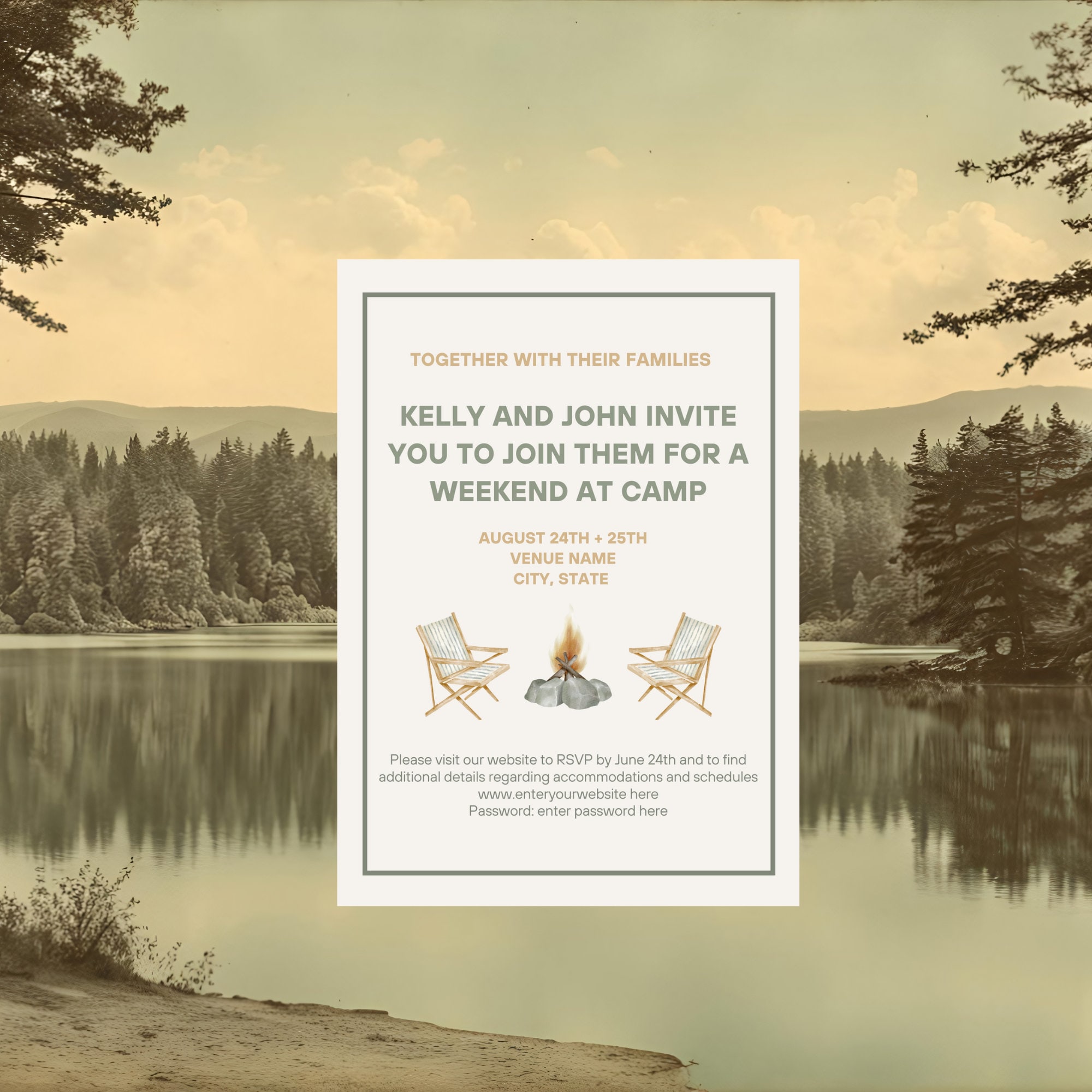 Summer Camp Wedding Invitation - Etsy