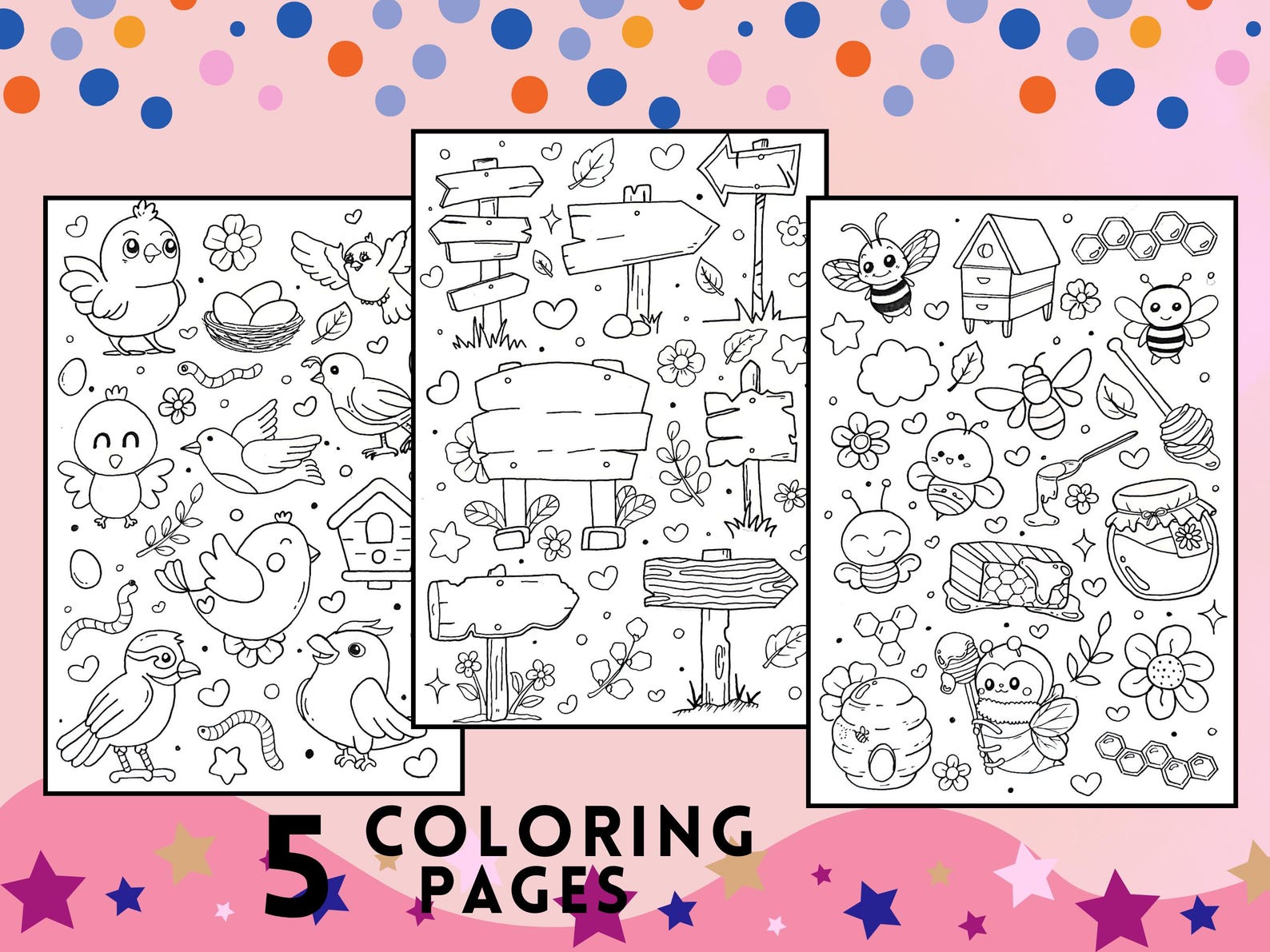 Cute Stuffs Doodle, Printable Coloring Sheets, Cute Coloring Pages. - Etsy