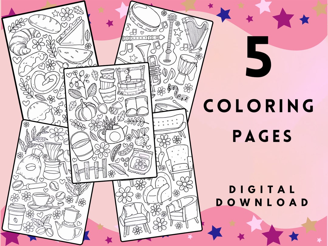 Doodle Coloring Pages, Coloringsheets, Coloring Book, Digitalarts - Etsy
