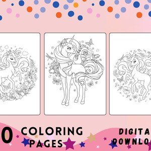 20 Pages Unicon Coloring Sheets, Cute Unicorn Coloring Pages for Kids ...