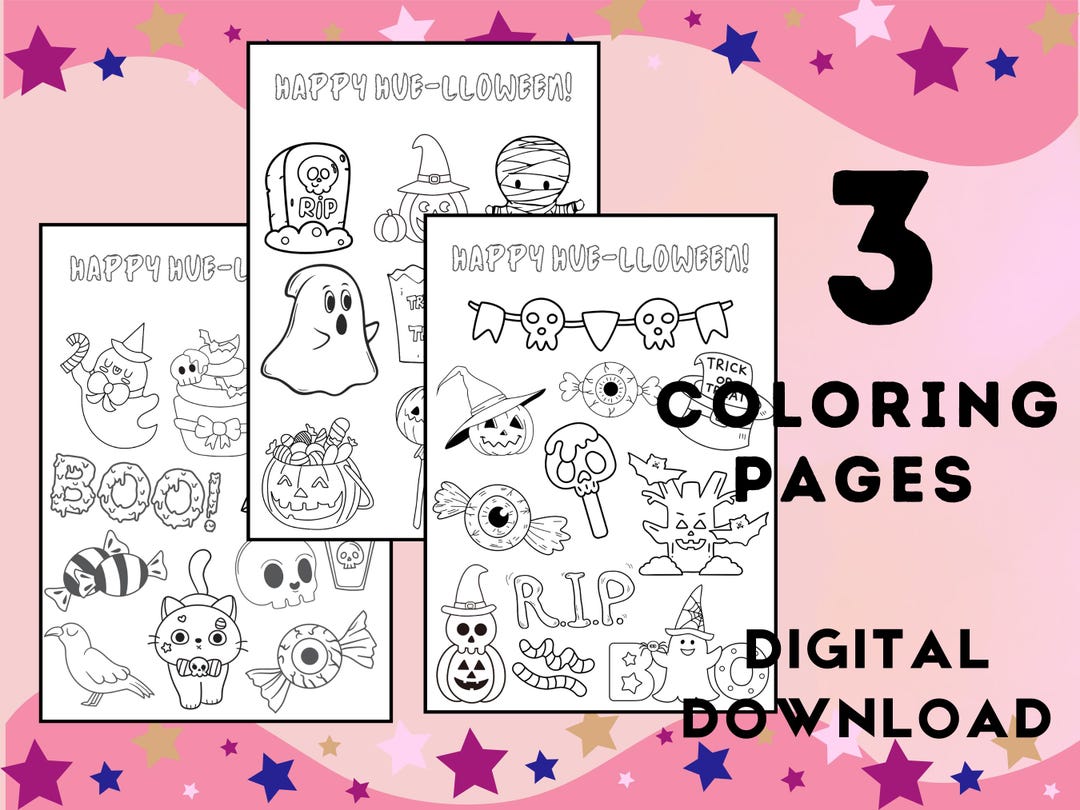Halloween Doodle Coloring Pages, Cute Coloring Sheet, Halloween ...