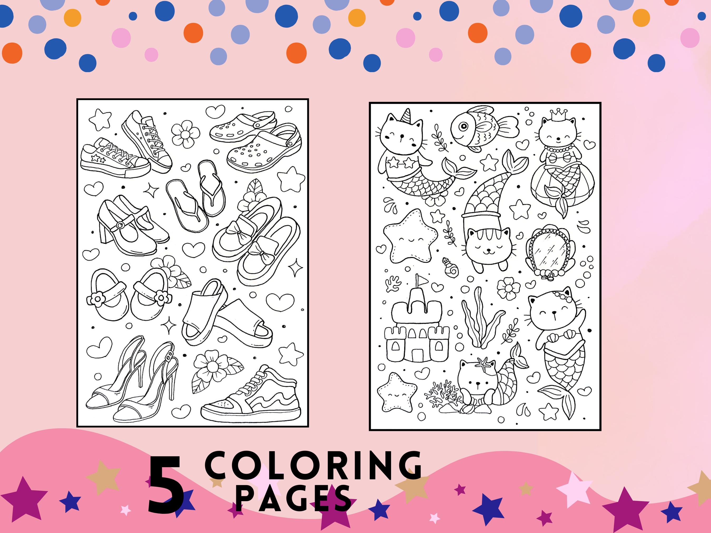 Cute Stuffs Doodle, Printable Coloring Sheets, Cute Coloring Pages. - Etsy