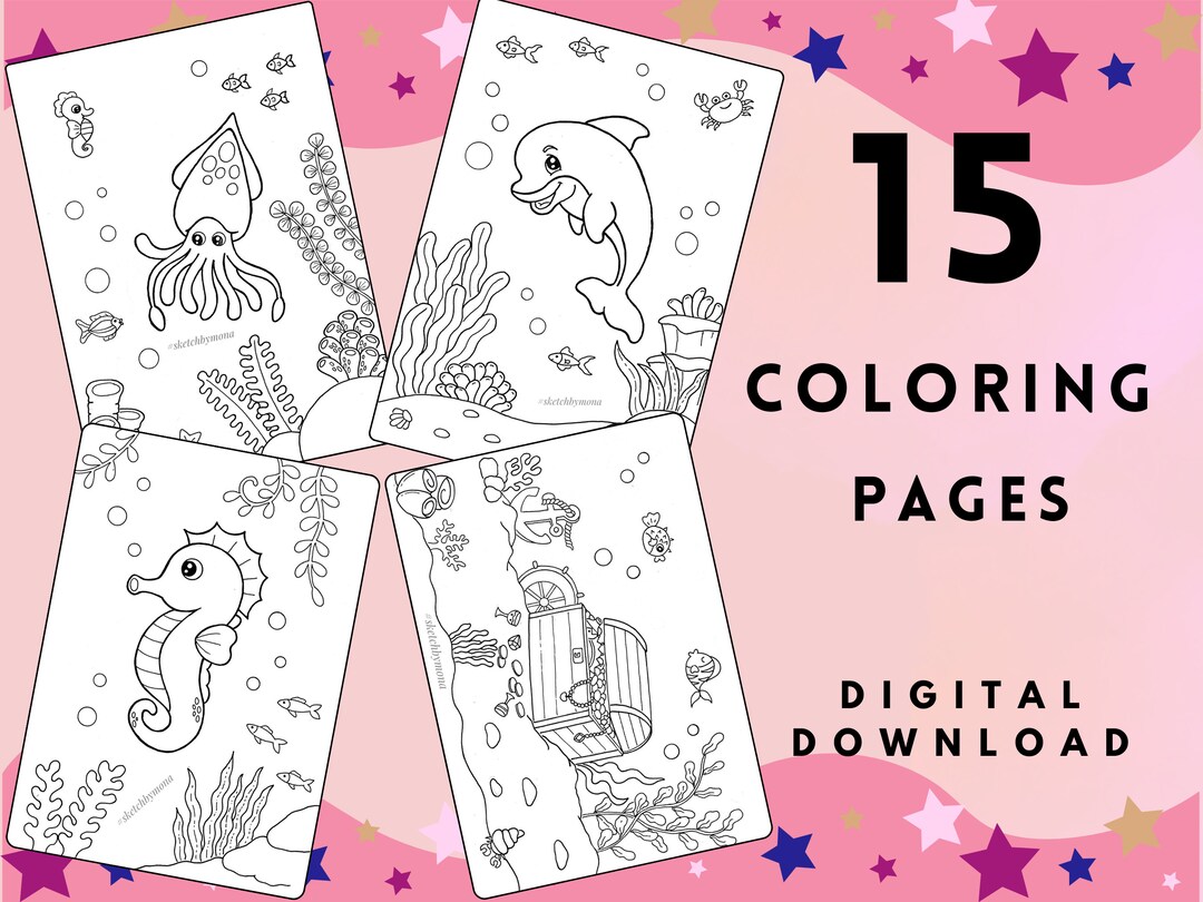 Coloring Pages Under the Sea, Kids Coloring Sheets, Adualt Coloring ...