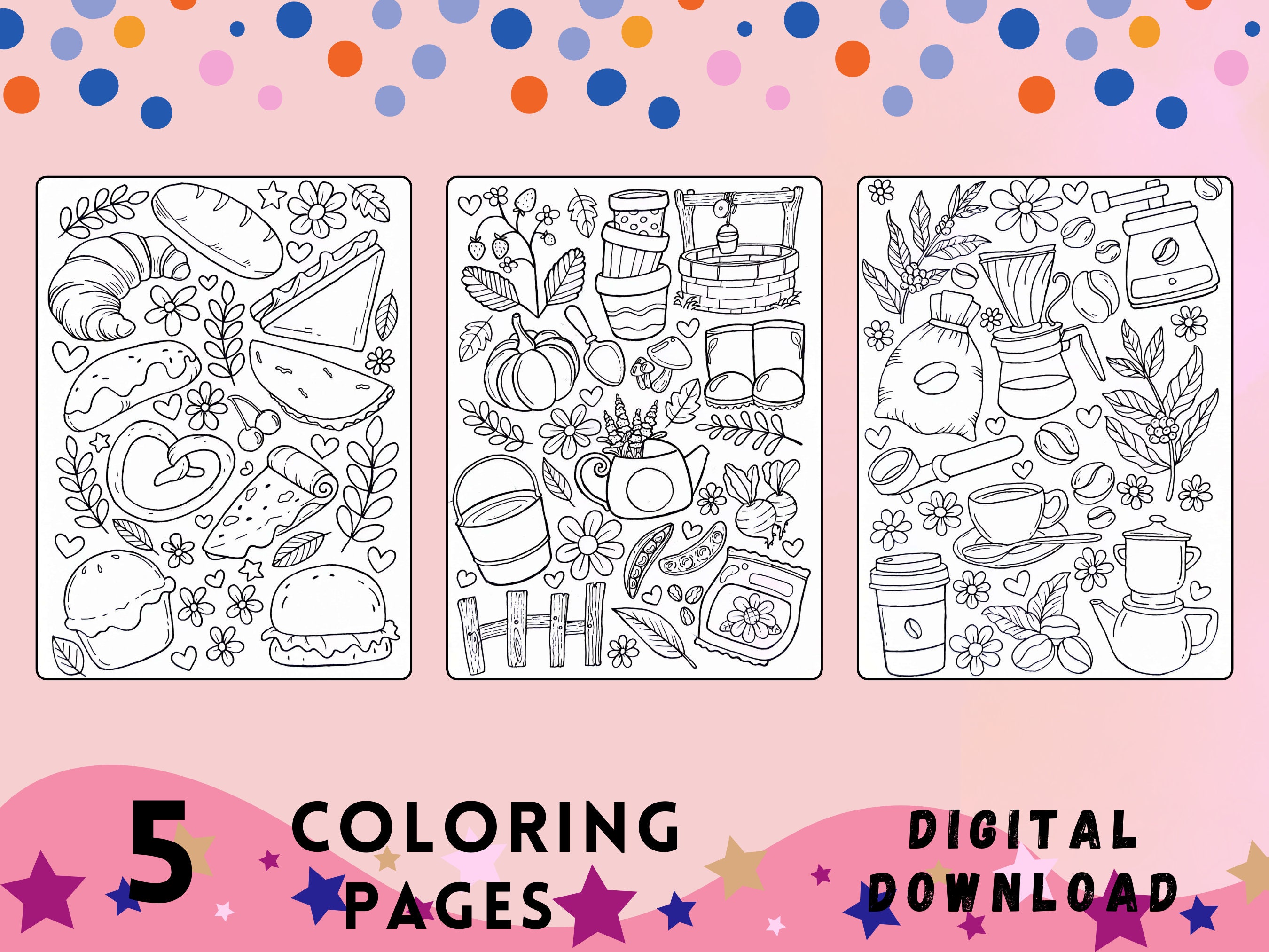 Doodle Coloring Pages, Coloringsheets, Coloring Book, Digitalarts - Etsy